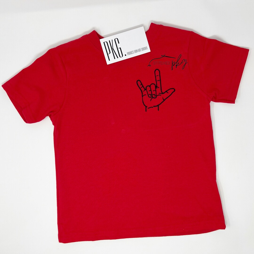 I Love You Hand Signal ASL Embroidered T-shirt - Toddler Youth Tee ...