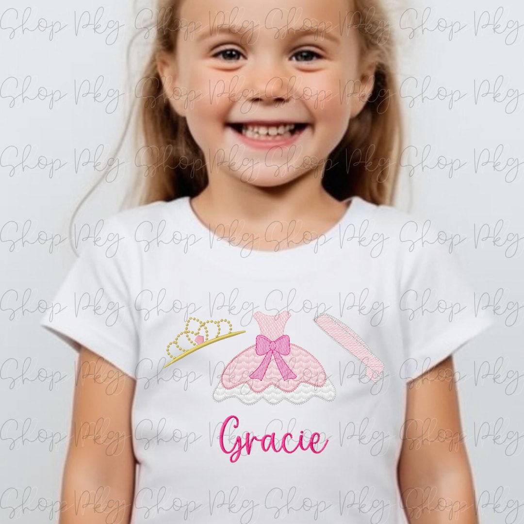 Tiara Crown Pageant Dress Sash Trio Embroidered Shirt - Girl's Tee ...