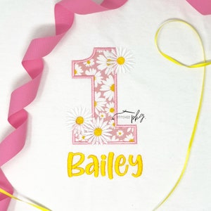 Daisy Number Applique Personalized Birthday Shirt - Girl Pin - Name ...