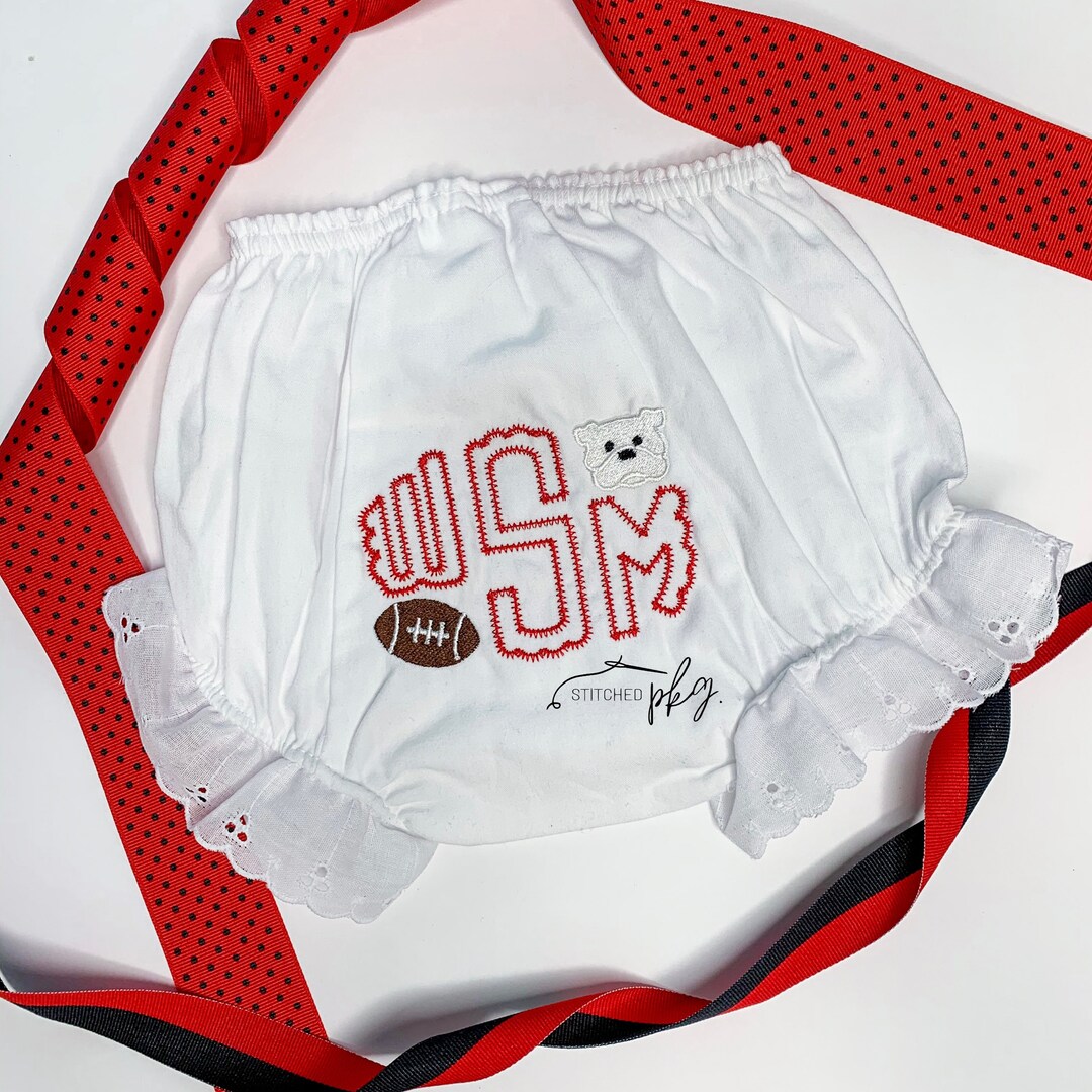 Football Team Diaper Cover - Bulldog - Monogram Initials - Ruffle Edge ...