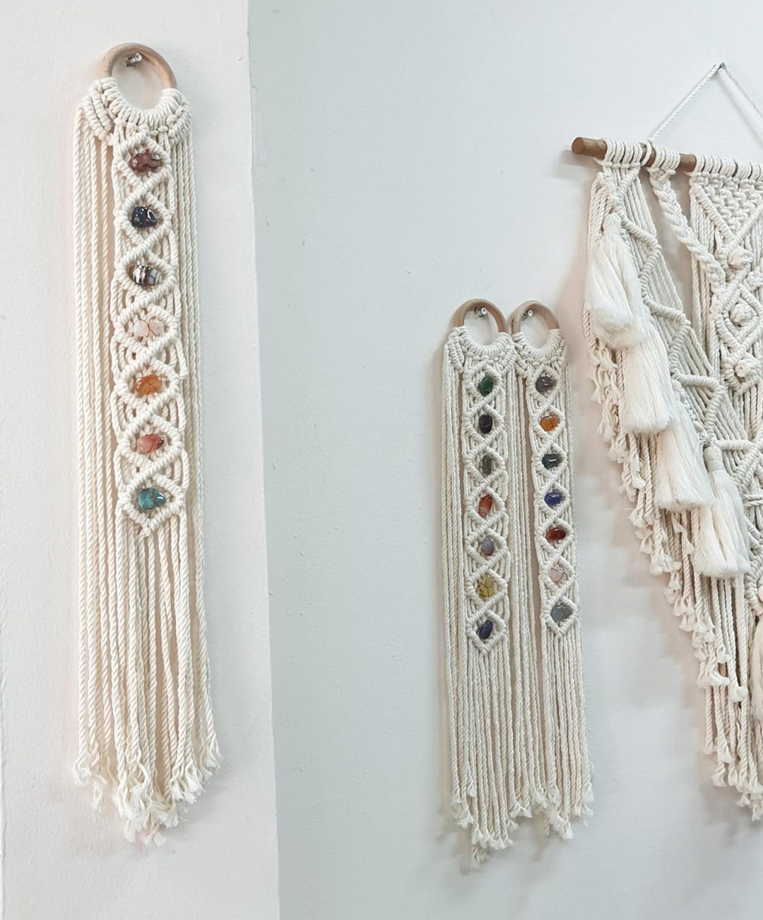 Tall Narrow Wall Art, Macrame Chakra Wall Hanging, Chakra Wall Art ...