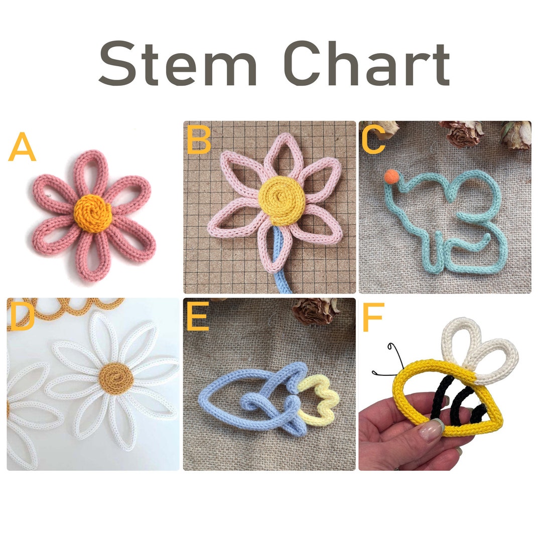 40 Colors Yarn Flower Stem, Knitted Wire Flower for Shelf or Wall ...