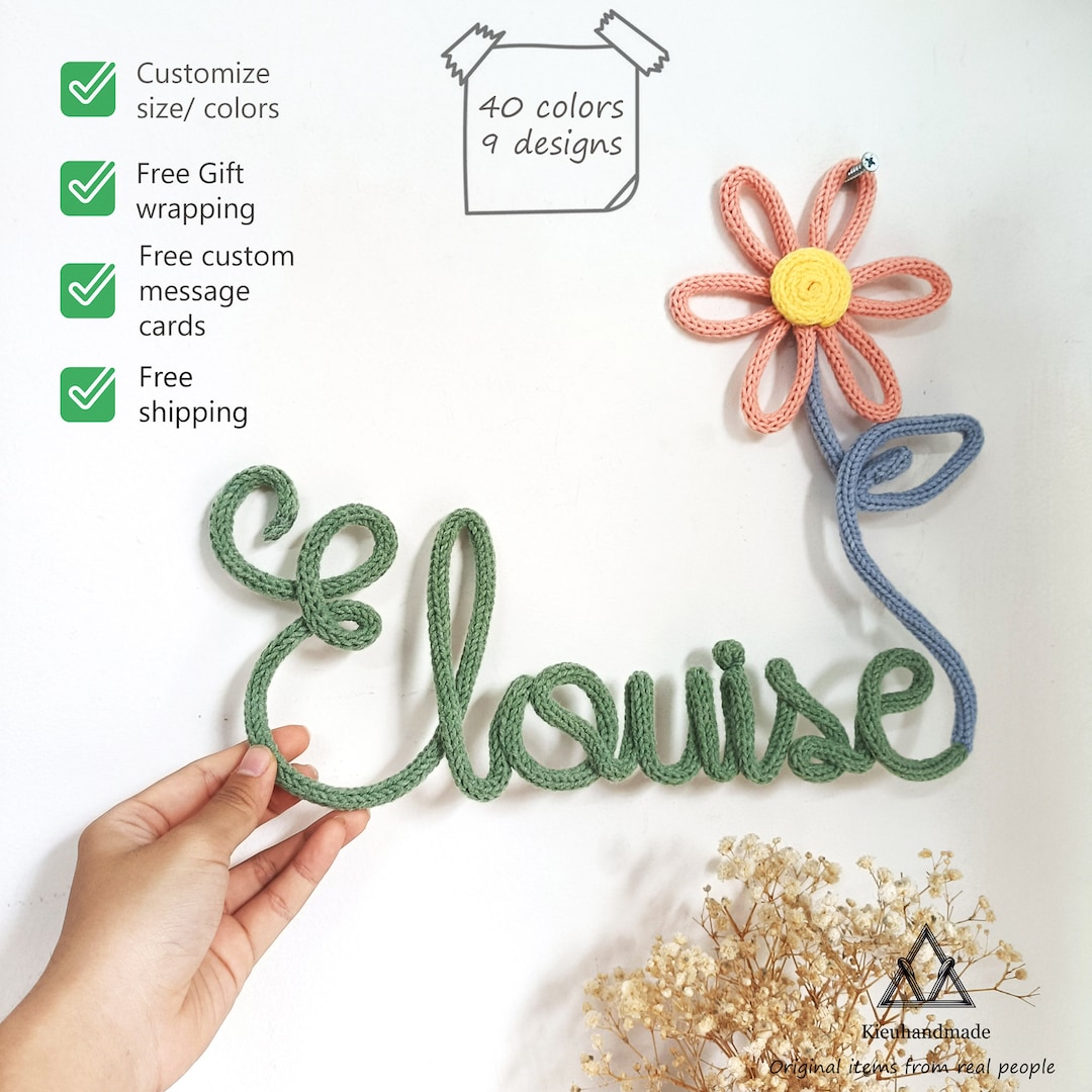 Custom Rope Name Sign, Knitted Wire Name, Name Signs for Nursery Girl ...