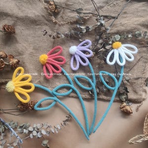 Custom Knitted Wire Art Flowers for Nursery Room Decor, Daisy Flower ...