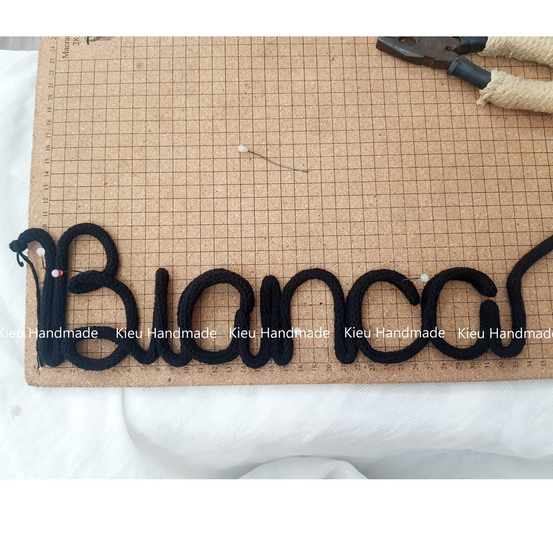 Knitting Name Sign for Nursery, Baby Name Wall Art, Wire Hanging Name ...