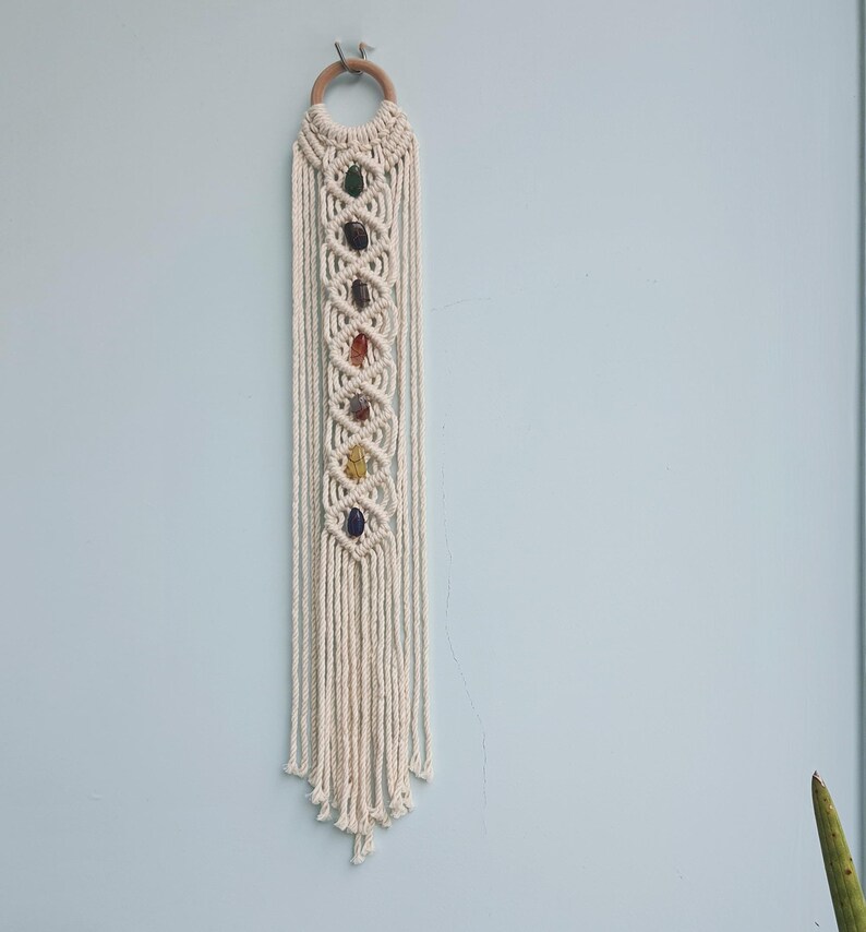 Tall Narrow Wall Art, Macrame Chakra Wall Hanging, Chakra Wall Art ...