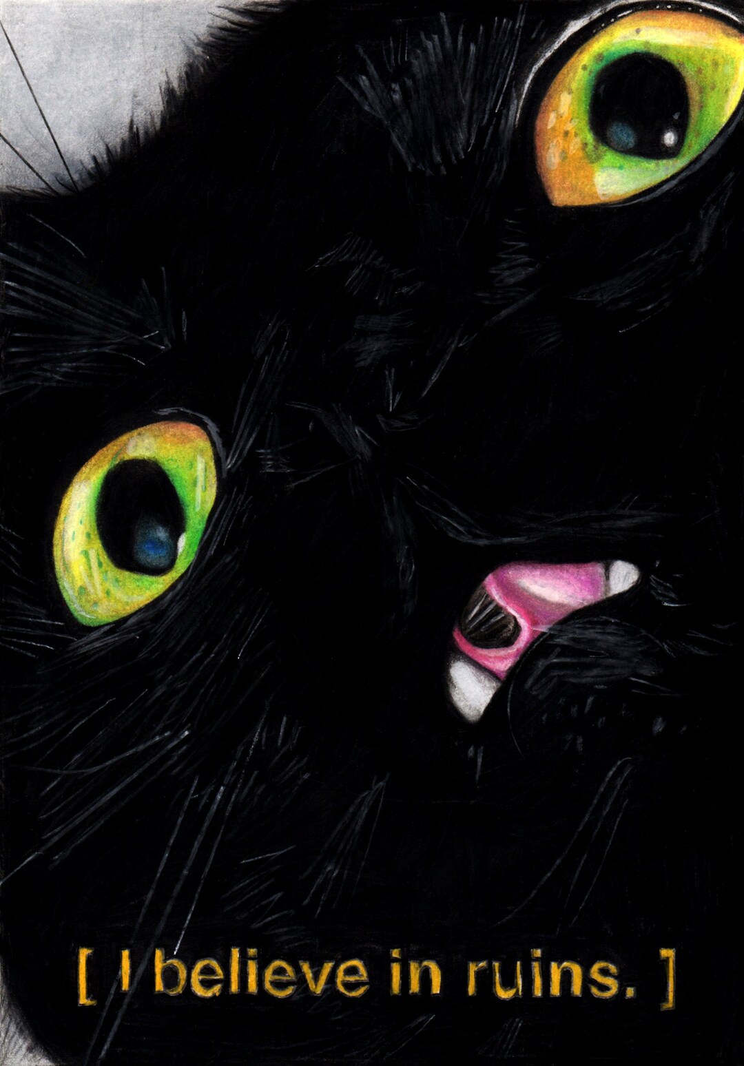 Art Print by Carp Matthew - Cat 8 (ruins) - Kitty Outsider Brut Nature ...