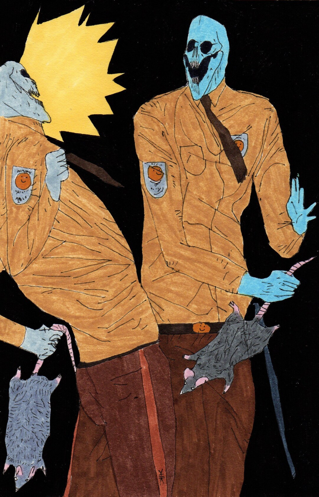 Original Drawing by Carp Matthew Dead Police Slapping Each Other to ...