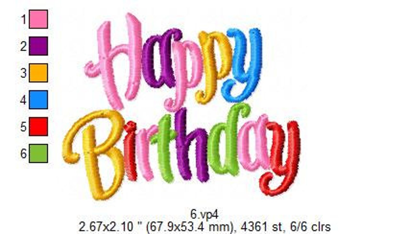 Happy Birthday Birthday lettering Machine Embroidery Designs | Etsy