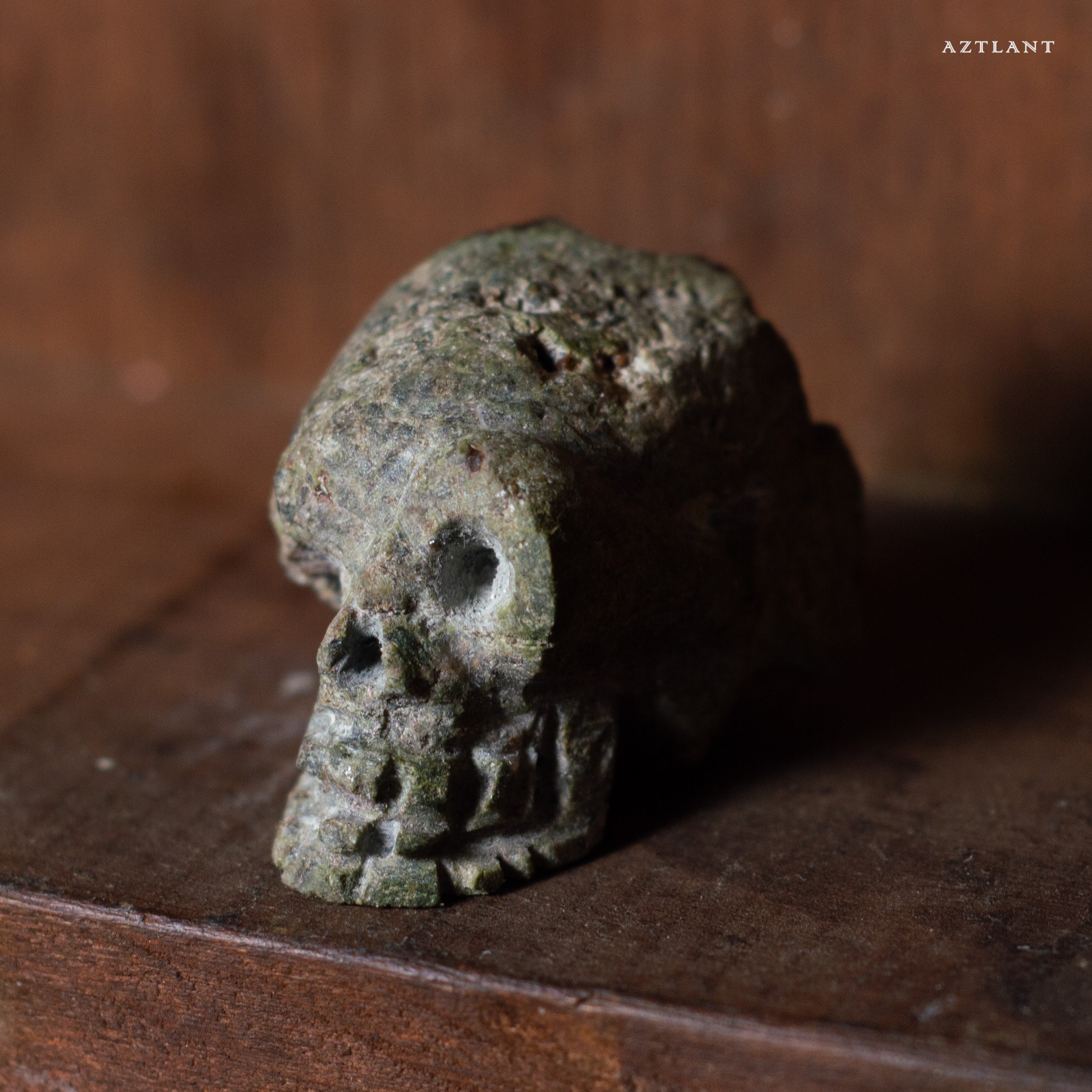 Mictlan Skull Sculpture With Mineral Inlays, Carved in Middle ...