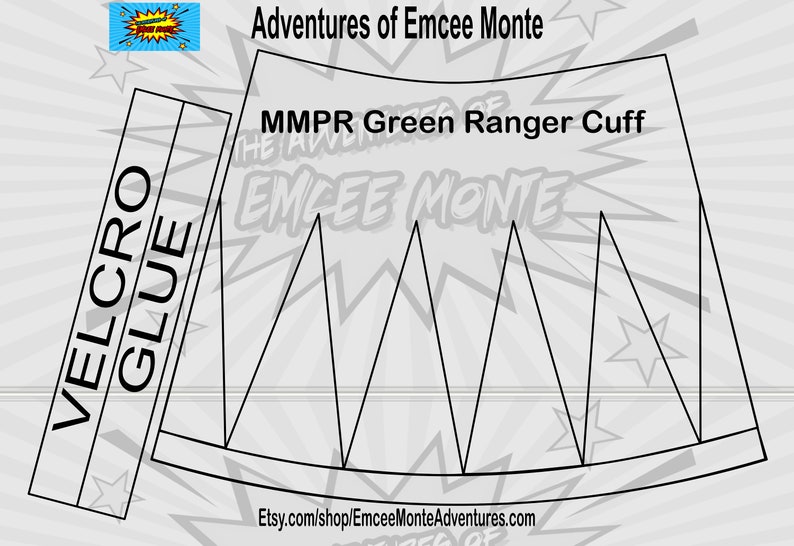 Mighty Morphin' Power Rangers Green Ranger Cuffs Pattern Template - Etsy