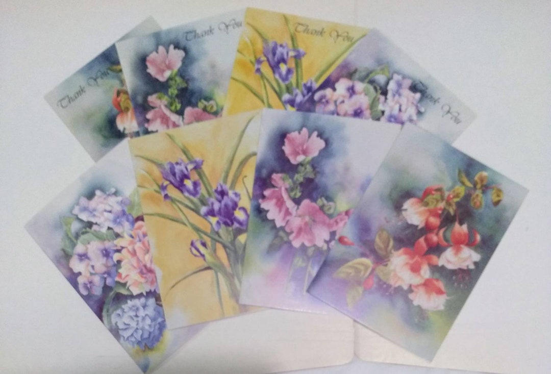 A6 Notelets/cards Pack of 8 With Envelopes 4 X Blank, 4 X Thank You ...