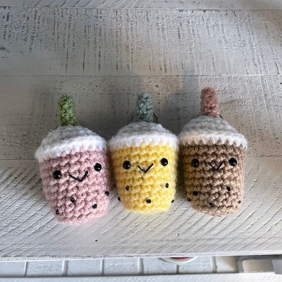 Crochet Boba Bubble Tea Keychain | Etsy