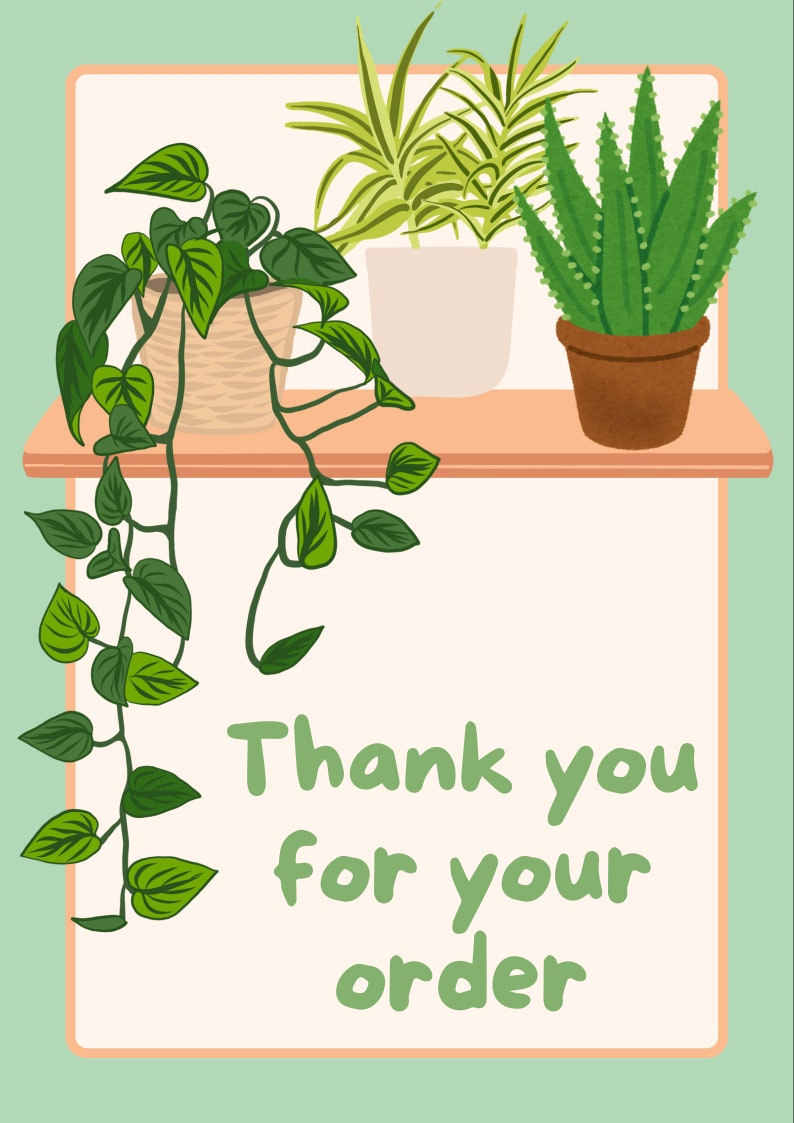 Printable ‘thank You for Your Order’ Business Card - Pot Plants - Etsy
