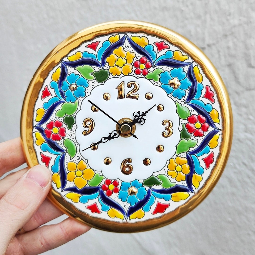 Spanish Ceramic Clock 15cm.6 Enameled by Hands Dry Cord Seville ...