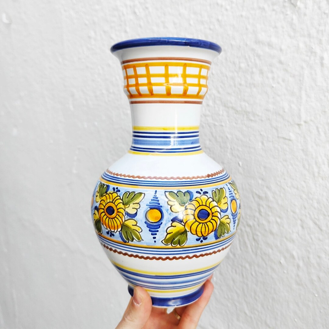 Vase / Vase Hand Painted 25 Cm.10 color Decoration Hand Painted Toledo ...