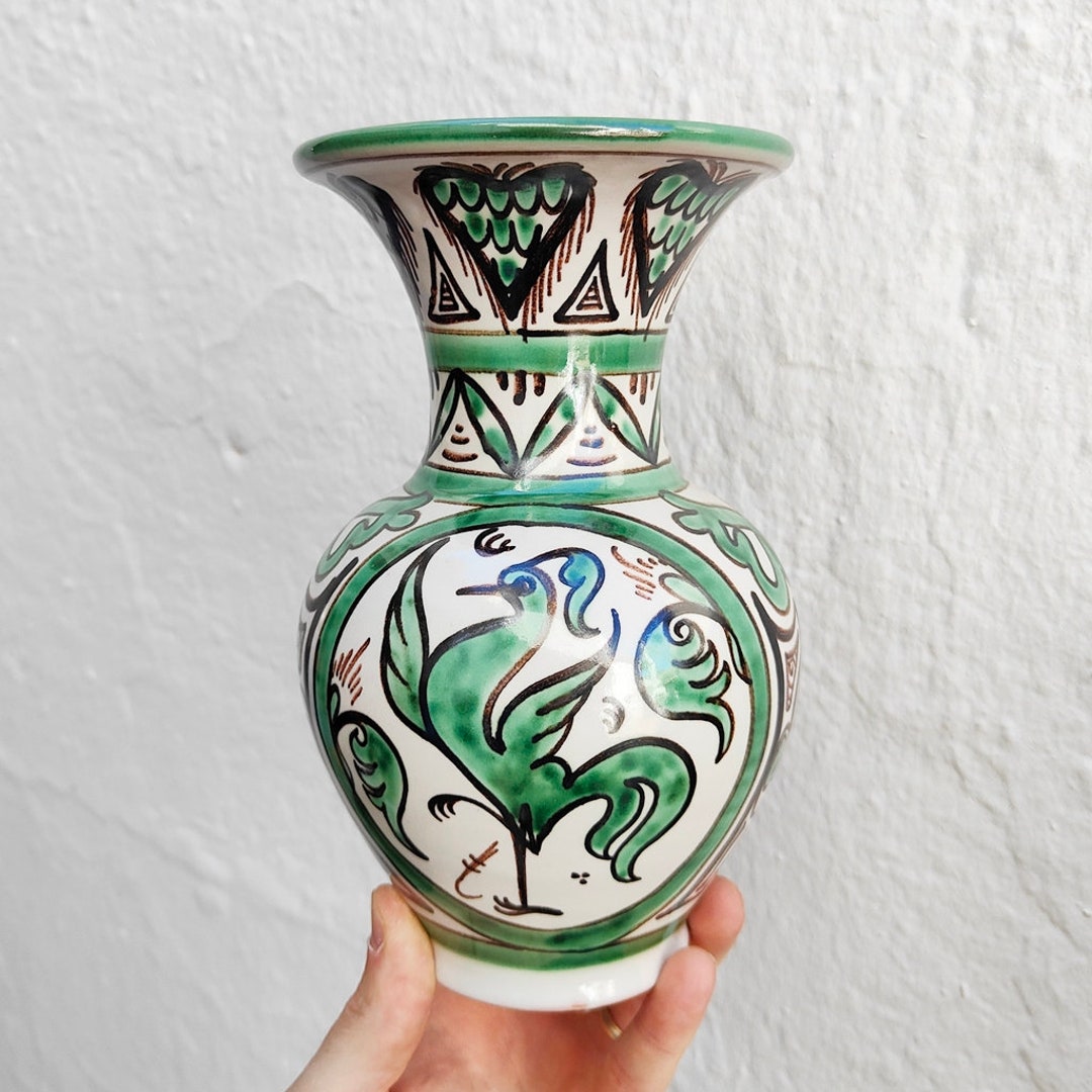 Vase, Ceramic Vase domingo Punter Hand Painted 22 Cm. 8.7 Teruel aragon ...
