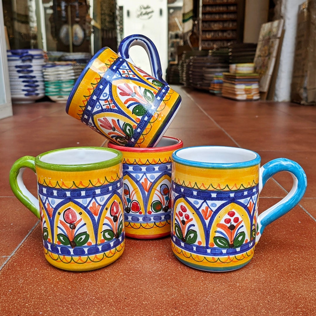 Large Hand-painted Ceramic Mug antique Style 1 Piece 12 Cm. 4.7 Toledo ...