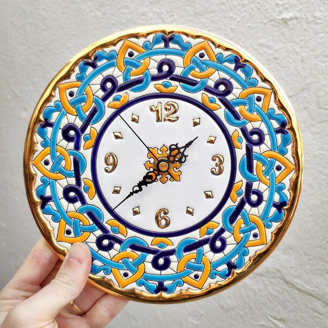 Spanish Ceramic Clock 24cm. 9.45 Enameled by Hands - Etsy