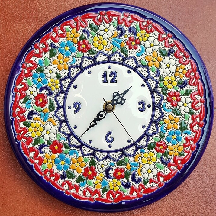 Spanish Ceramic Clock 24cm. 9.45 Enameled by Hands - Etsy UK
