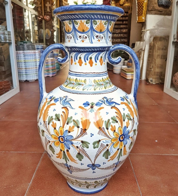 Vase / Large Hand-painted Vase of 50 Cm.20 Decoration - Etsy