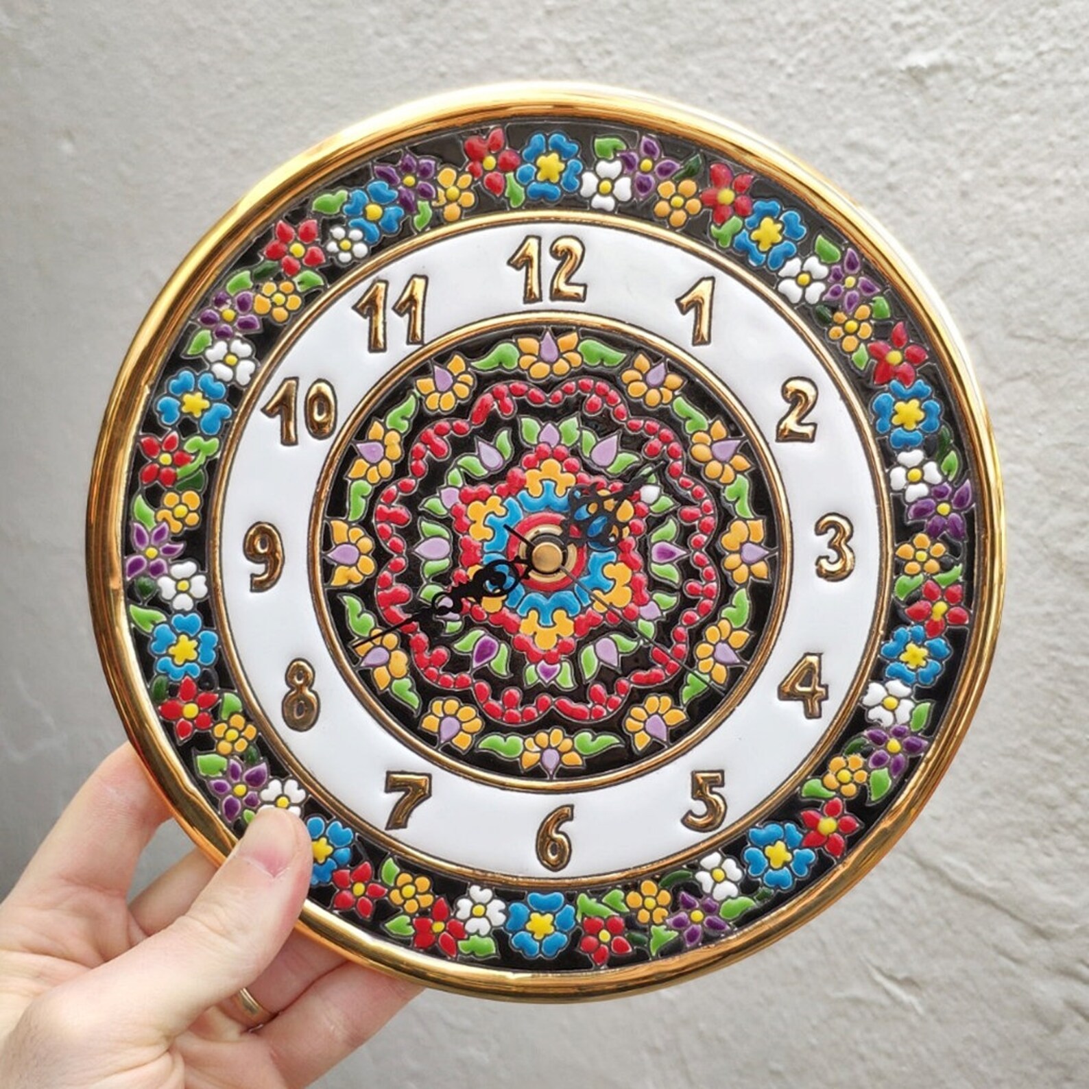 Spanish Ceramic Clock 22cm. 8.7 Enameled by Hands - Etsy UK