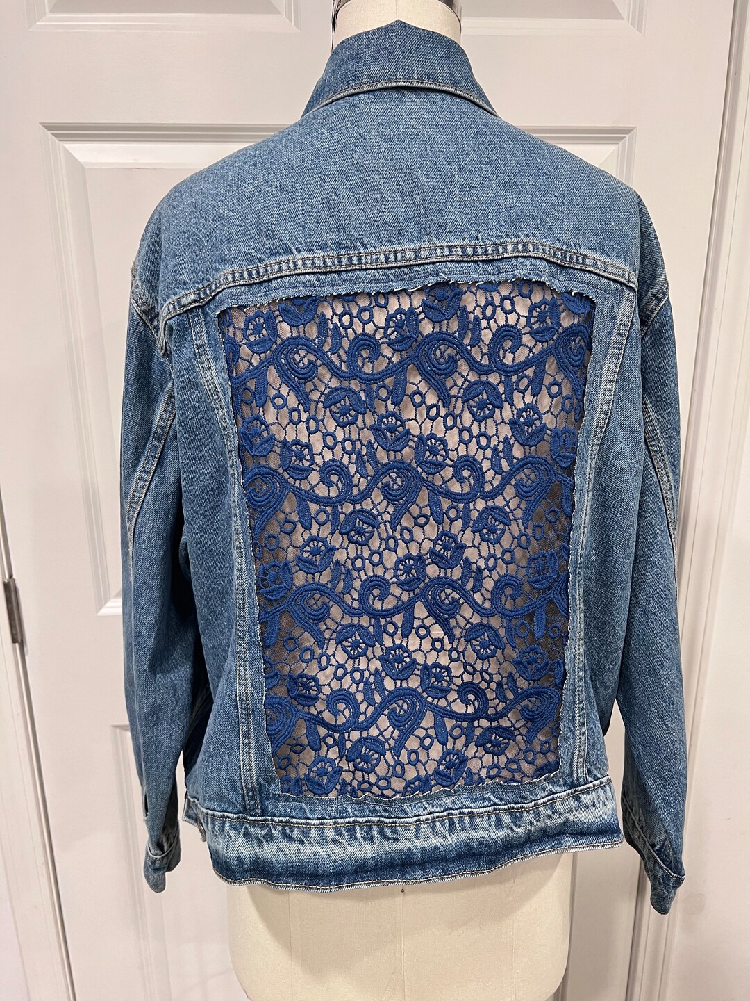 Sheer Blue Lace Denim Jean Jacket - (size 2X) - Etsy