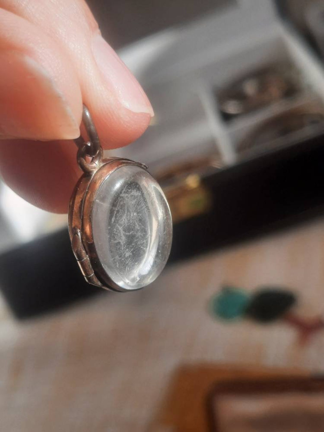 Antique Domed Double Picture Locket. Glass Locket With Gilt - Etsy