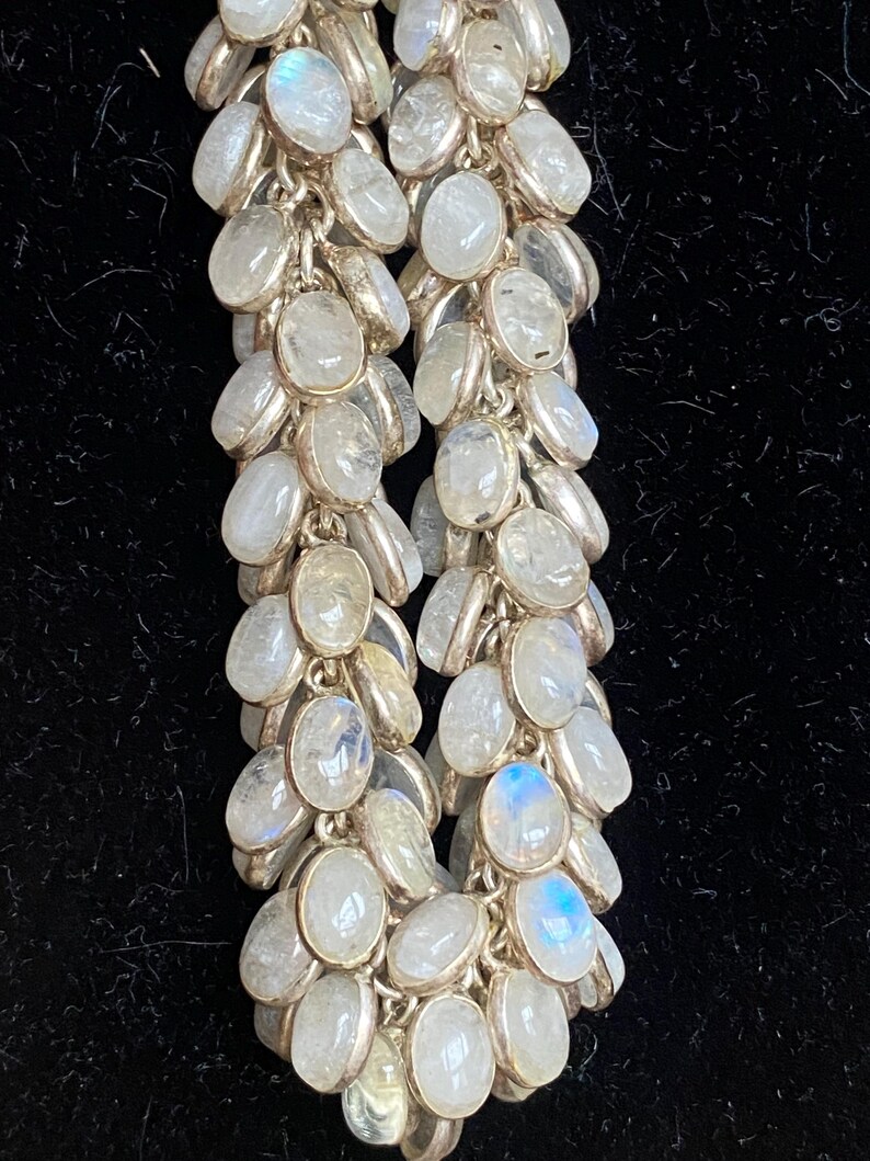 Vintage Moonstone Drop Silver Necklace. Moonstone Cluster Teardrop ...