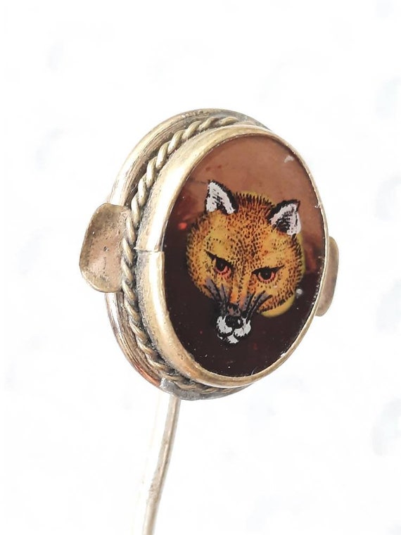 Antique Fox Stick Pin. Hand Painted Victorian Gilt Stick Pin | Etsy