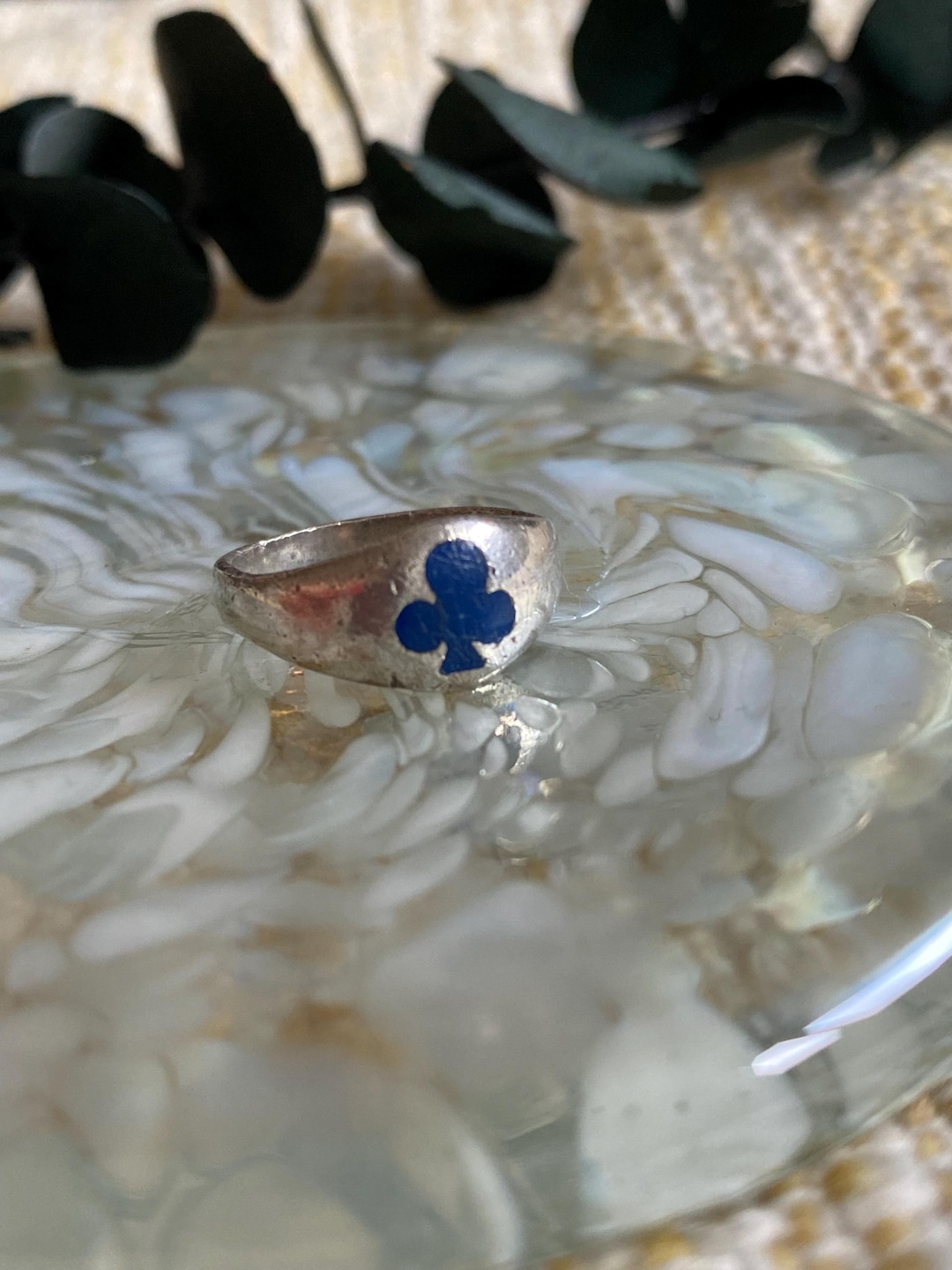 Vintage Signet Ring. Clubs Suit Enamel Lapis Cards Signet - Etsy