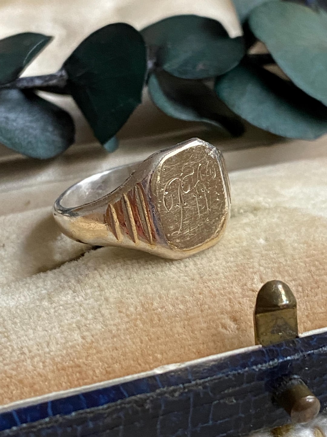 Vintage Signet Ring. Gold on Silver Signet With Initials FW. - Etsy