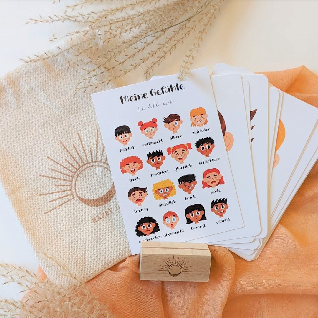Feelings Children Card Set, Emotions Children 18 Cards, Affirmation ...