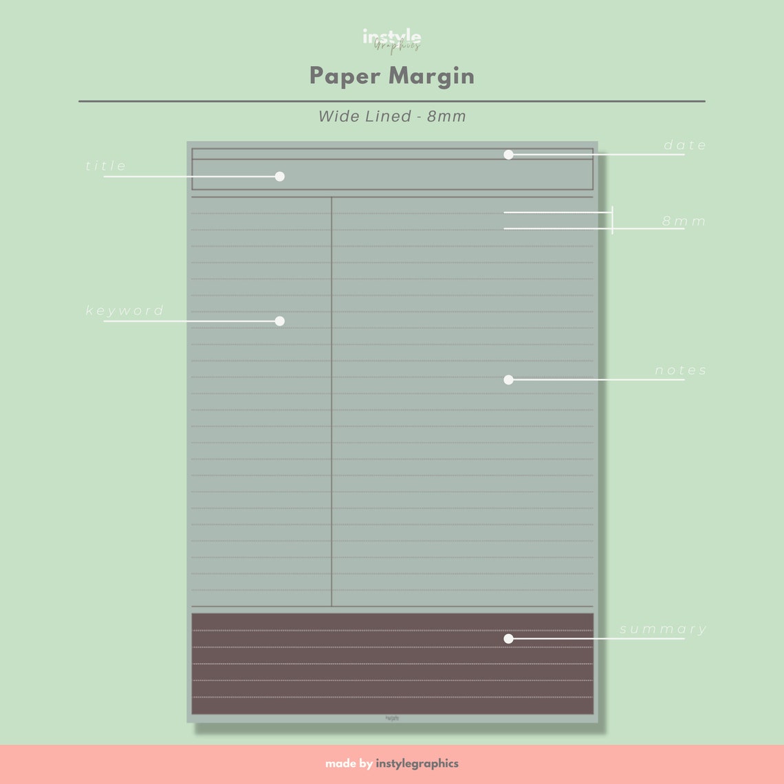 Coloured Cornell Paper | Cornell Note-taking | Cornell Paper Template ...