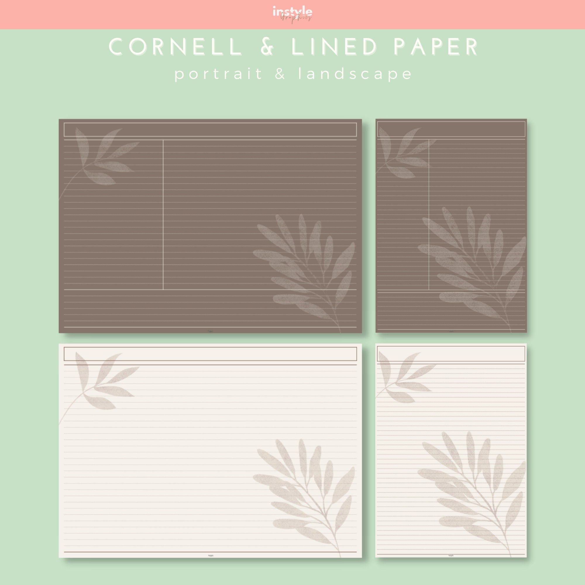 Paper Template Landscape & Portrait | Lined Paper | Cornell Paper ...