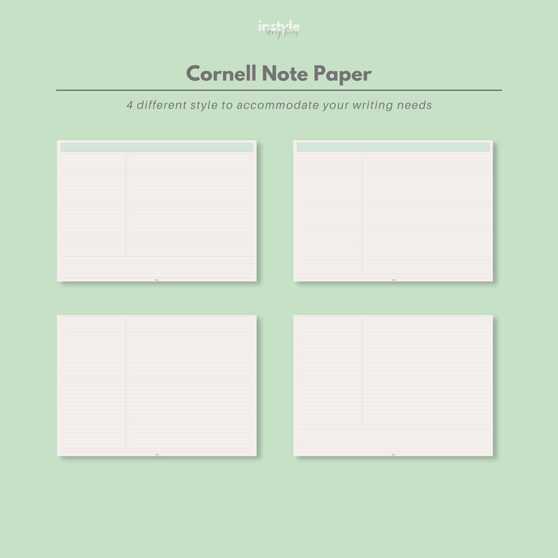 Cornell Paper Landscape | Cornell Note-taking | Cornell Paper Template ...