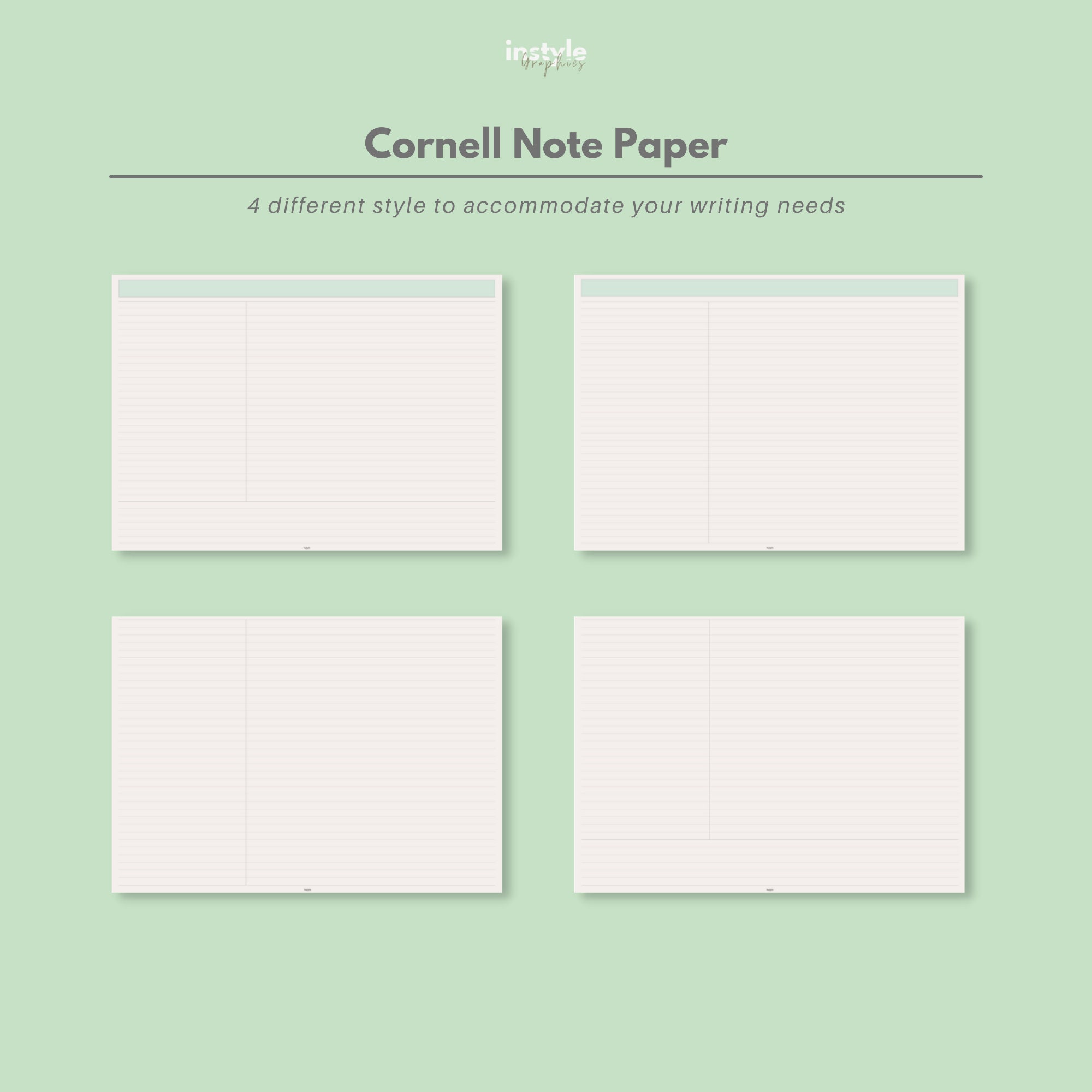 Cornell Paper Landscape | Cornell Note-taking | Cornell Paper Template ...