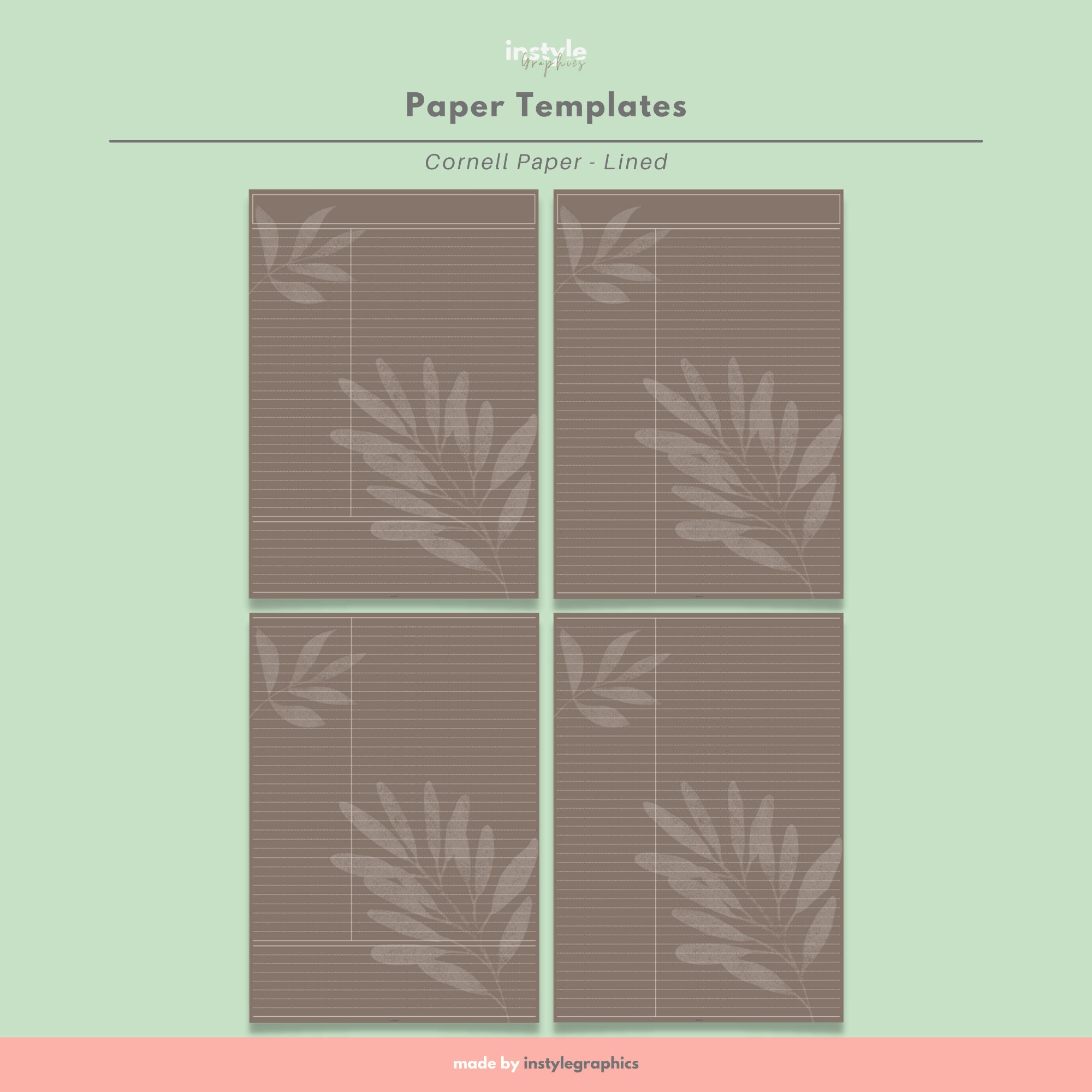 Paper Template Landscape & Portrait | Lined Paper | Cornell Paper ...