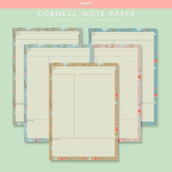 Cornell Paper Cornell Note-taking Cornell Paper Template - Etsy