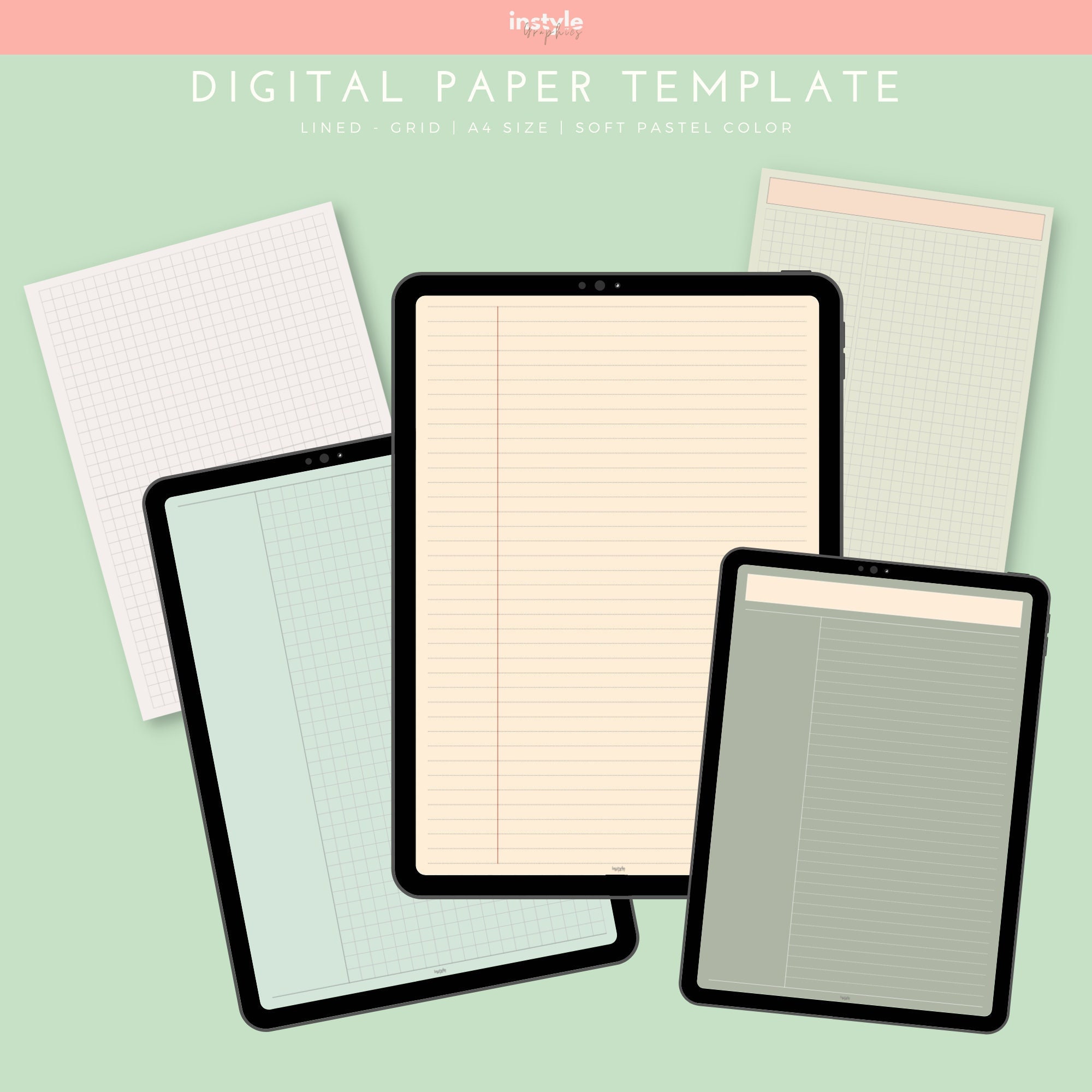 Pastel Color Digital Paper | Digital Paper Template | Digital Writing ...