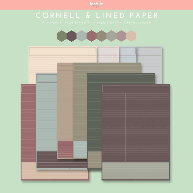 Coloured Cornell Paper | Cornell Note-taking | Cornell Paper Template ...