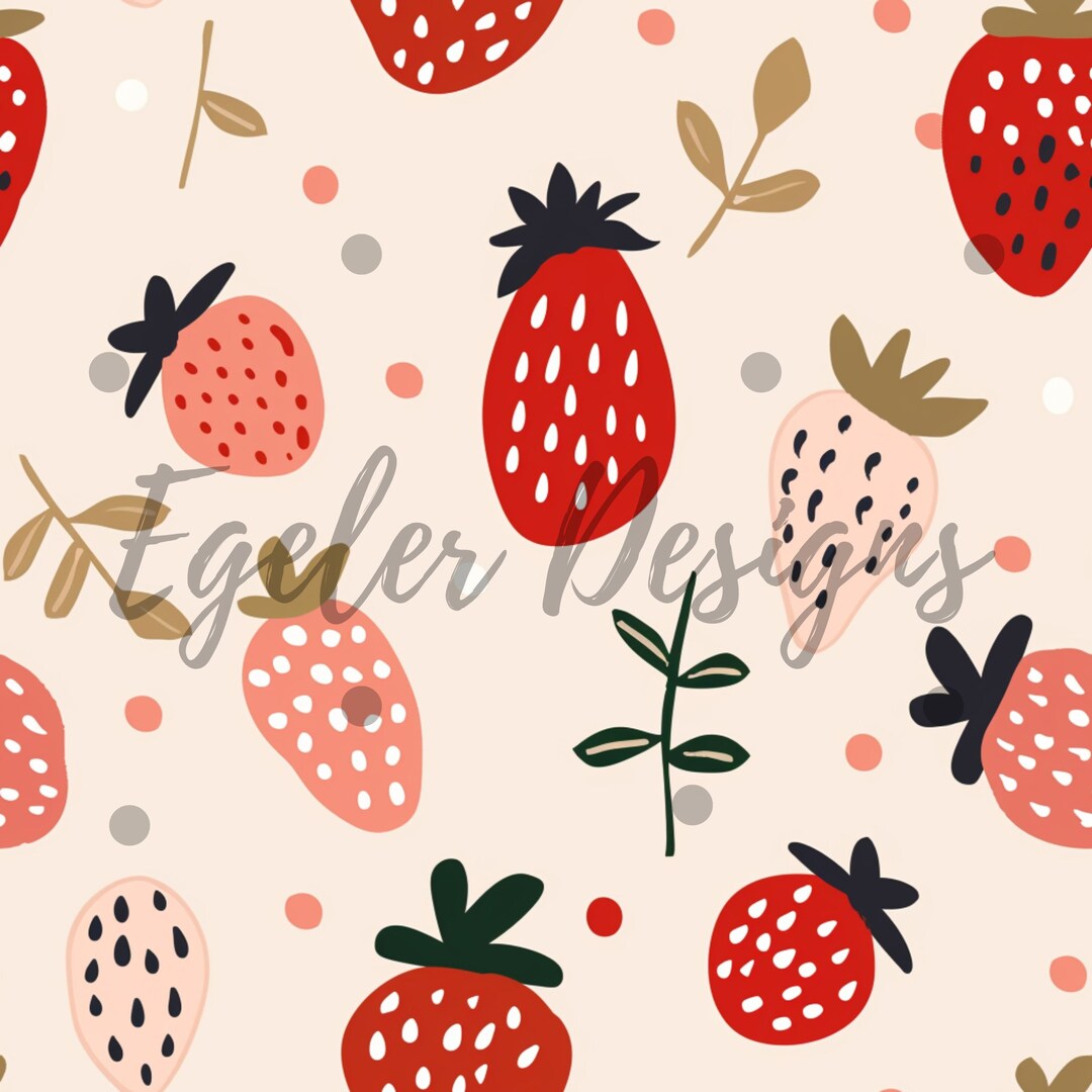 Dainty Strawberry Seamless Pattern, Digital Pattern, Seamless Pattern ...