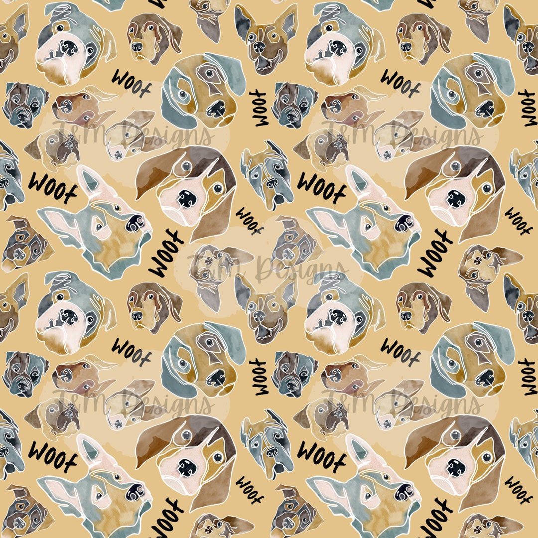 Seamless Dog Pattern, Watercolor Dog Clipart, Digital Download ...