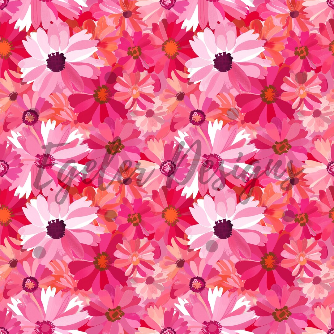 Preppy Pink Summer Watercolor Seamless Pattern,preppy Floral Seamless ...