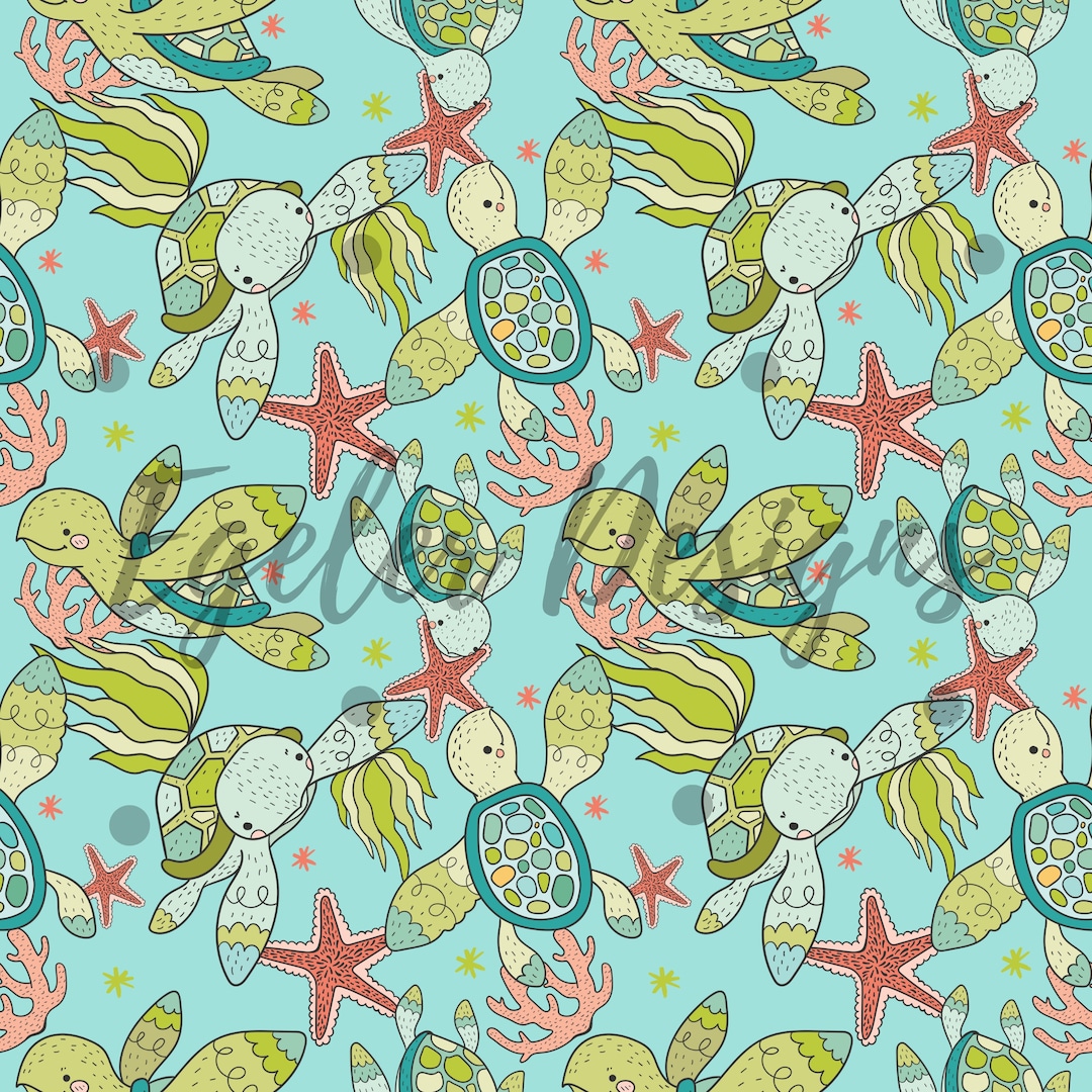 Sea Turtle Seamless Pattern, Colorful Turtle Pattern, Sea Turtle ...