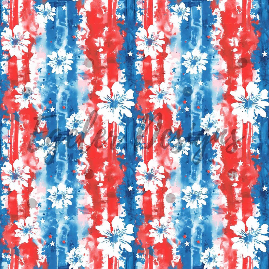 Fourth of July Fabric Pattern, Seamless Pattern, Floral Seamless ...