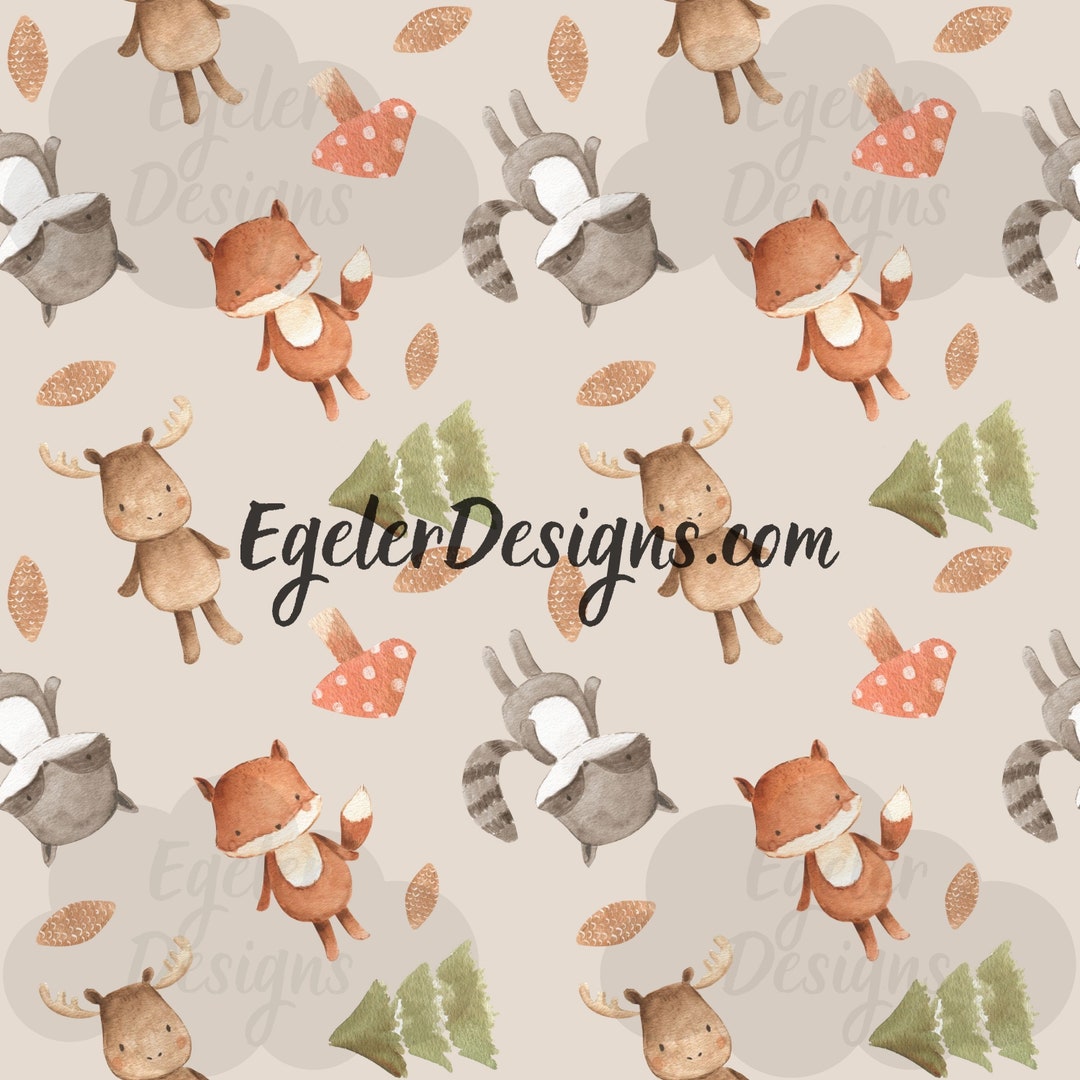 Woodland Animals Seamless Pattern. Digital Pattern Papers, Scrapbooking ...