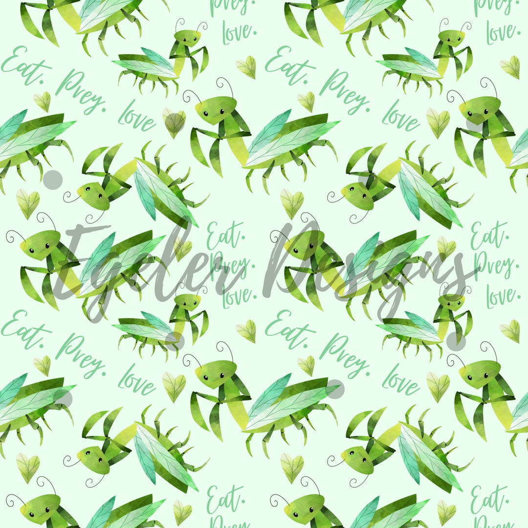 Praying Mantis Seamless Pattern, Digital Bug File, Seamless Bugs ...