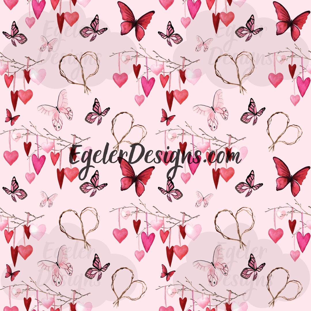 Seamless Valentine's Day Butterfly Pattern, Digital Butterfly Seamless ...
