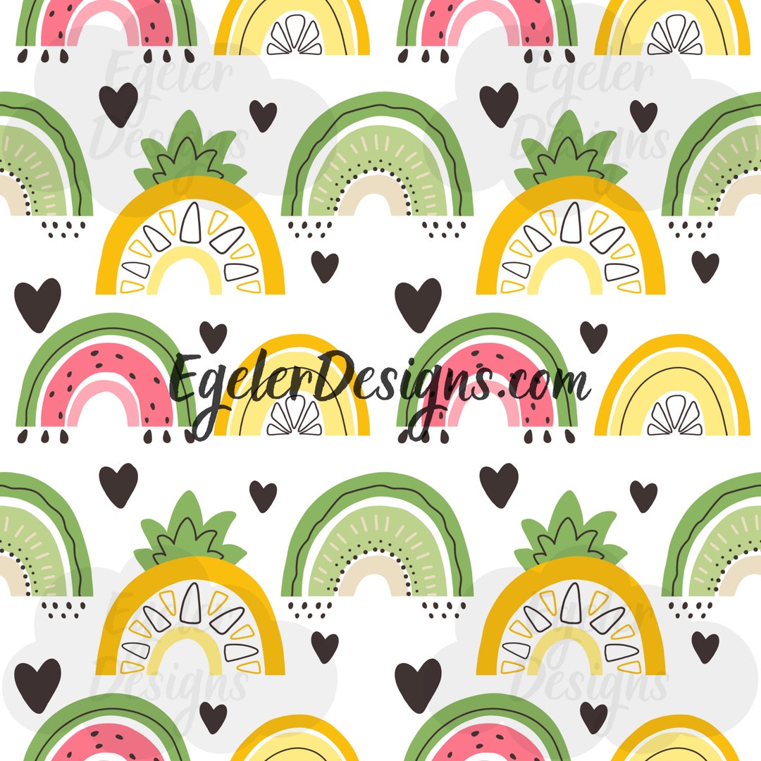 Rainbow Pattern, Seamless, Digital Download, Fruity Pattern, Fruit ...